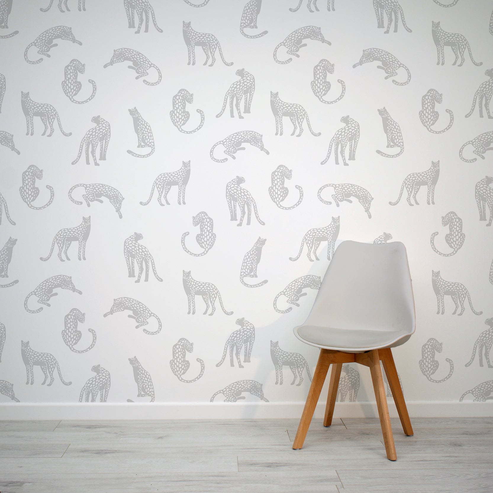 Grey Cheetah Silhouettes Wallpaper | WallpaperMural – WallpaperMural.com